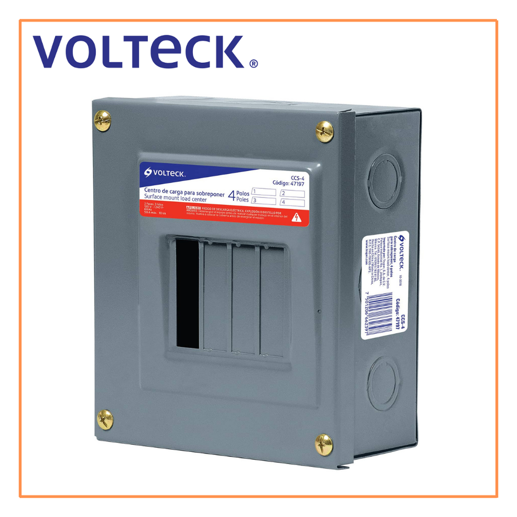 TRU- CENTRO DE CARGA DE SOBREPONER 4 POLOS VOLTECH | Light-Led ...